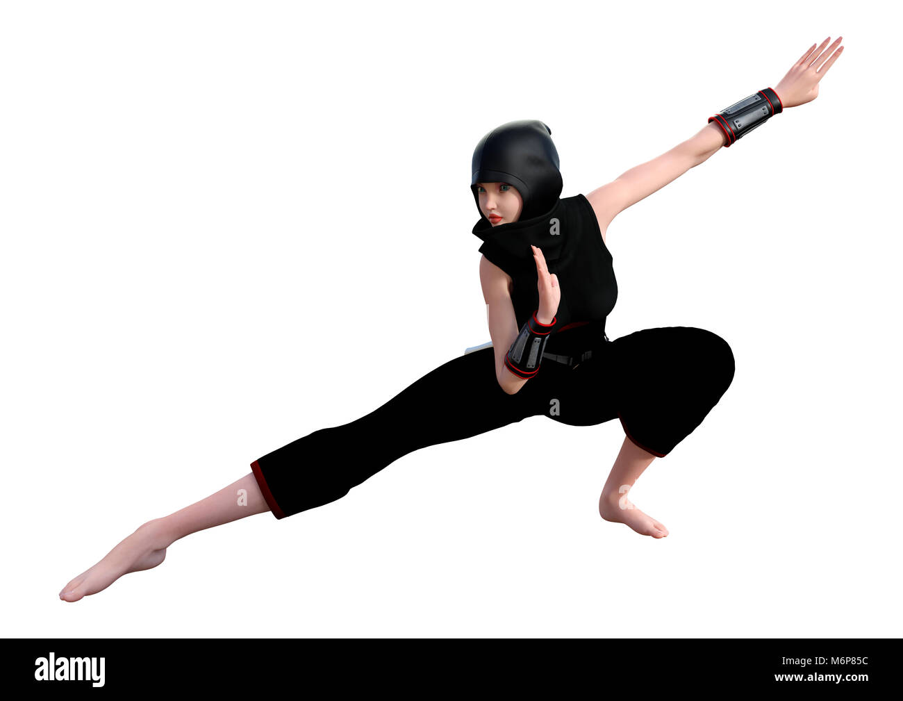 3D rendering of a female ninja isolated on white background Stock Photo ...