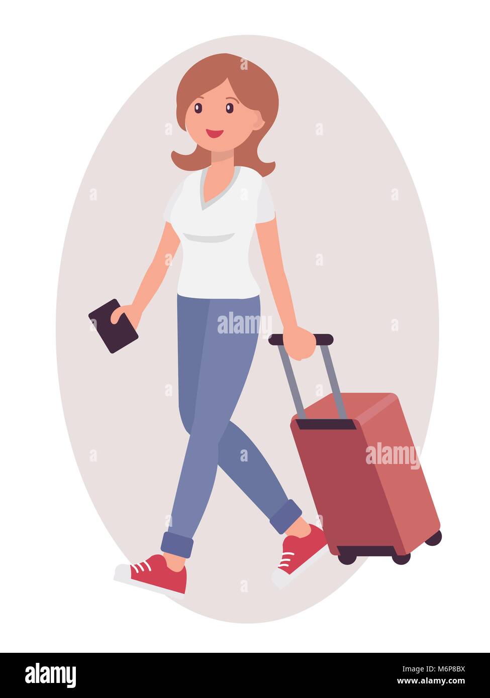Cartoon girl tourist passport baggage Stock Vector Images - Alamy
