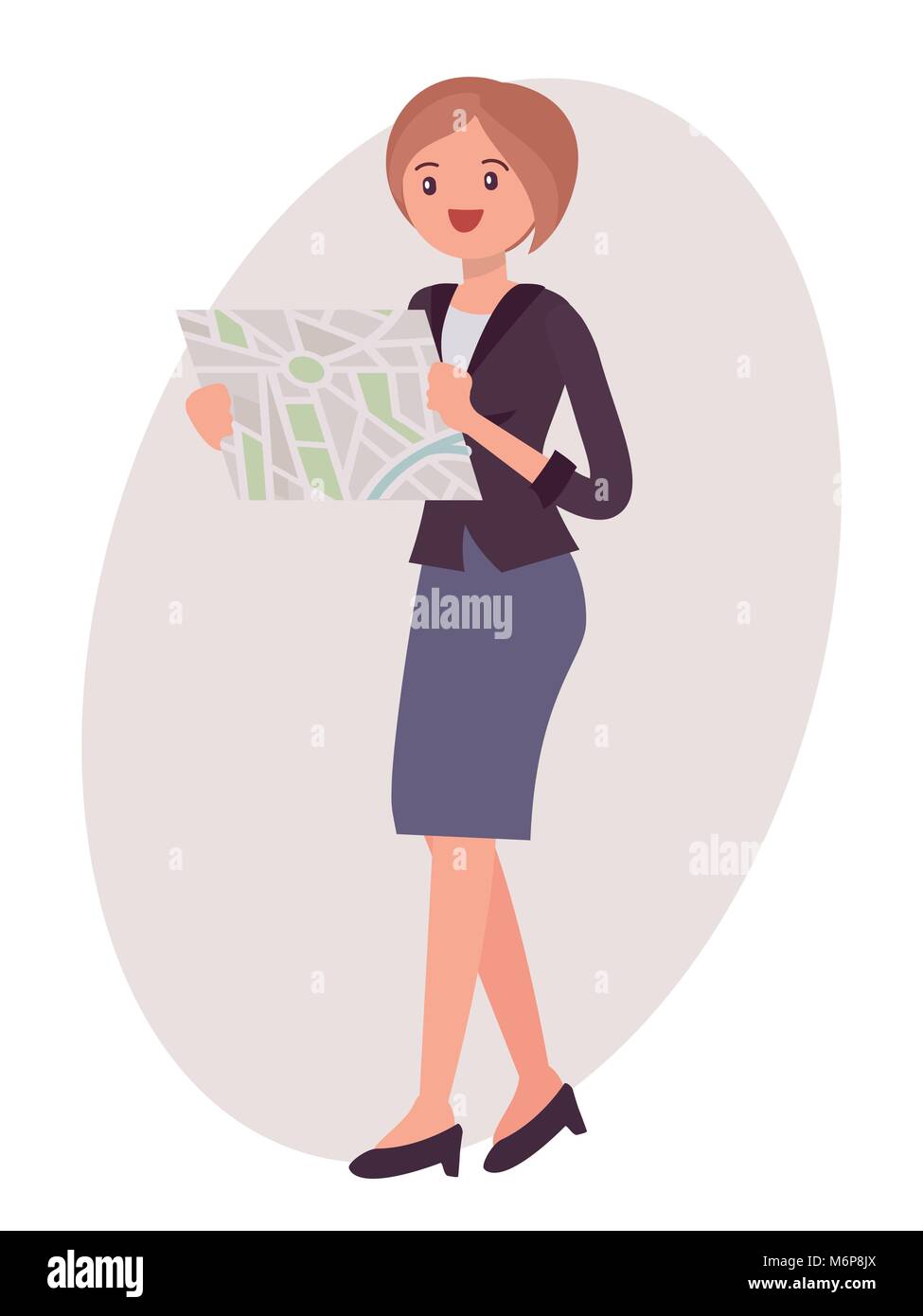 Cartoon character design female look map to find the way Stock Vector ...