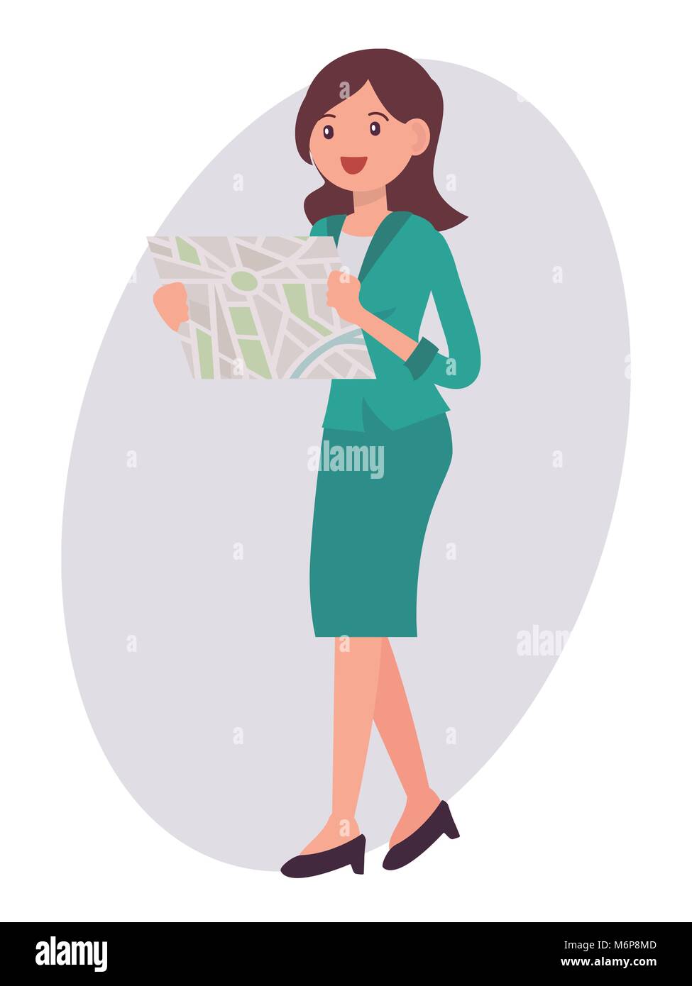 Cartoon character design female look map to find the way Stock Vector ...
