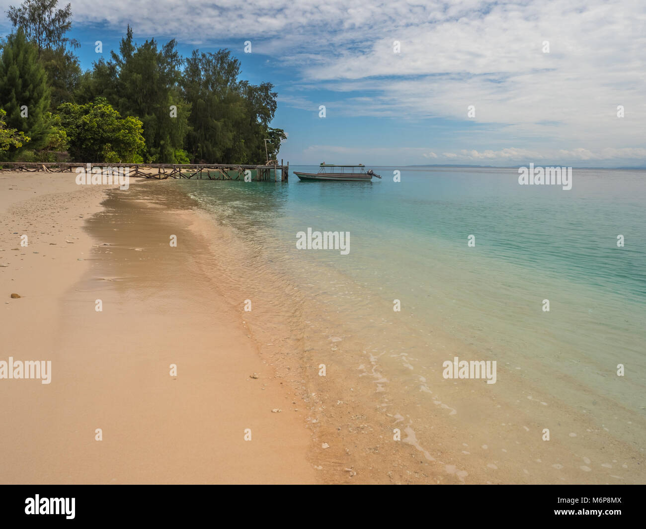 Boat on the beautiful tropical beach on one of Seven Islands, near the ...