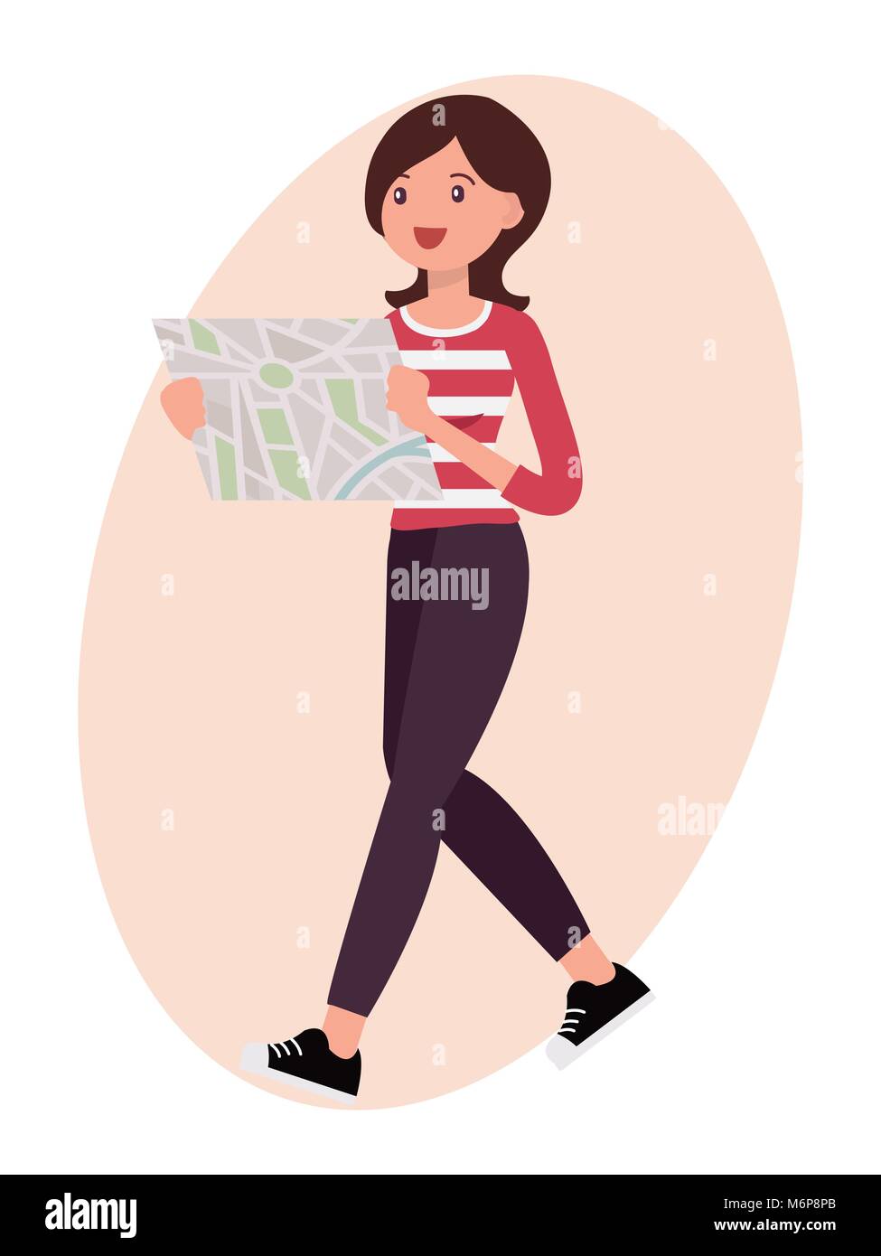 Cartoon character design female look map to find the way Stock Vector ...