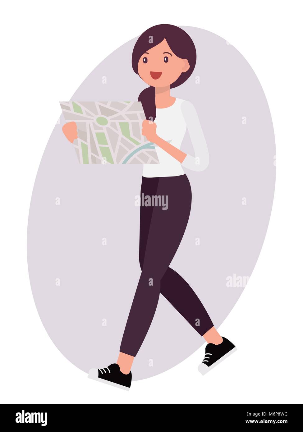 Cartoon character design female look map to find the way Stock Vector ...