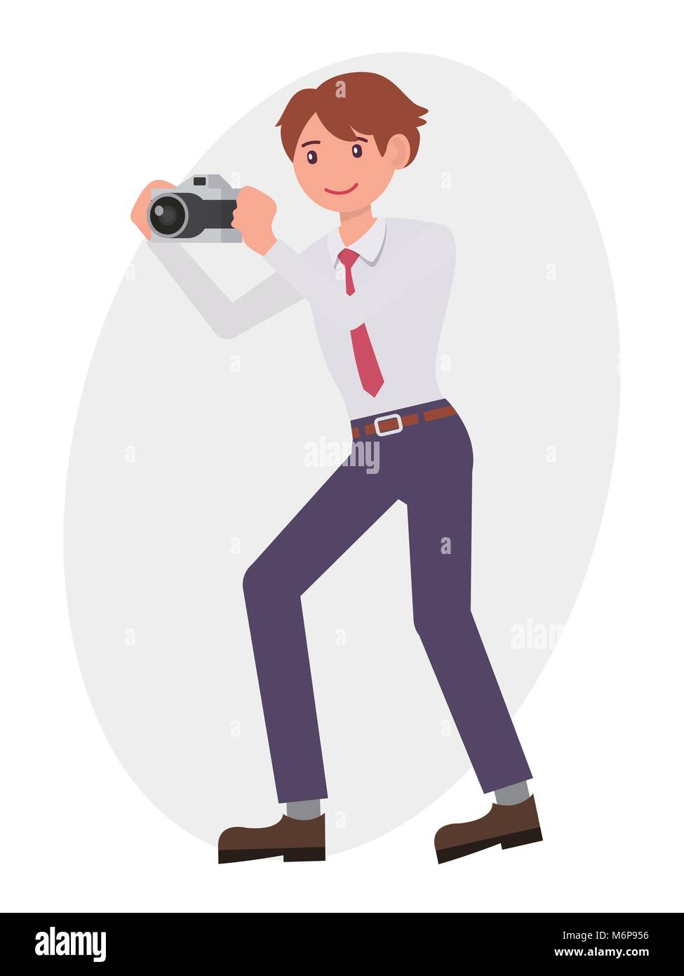 Cartoon character design male man take picture with camera Stock Vector ...