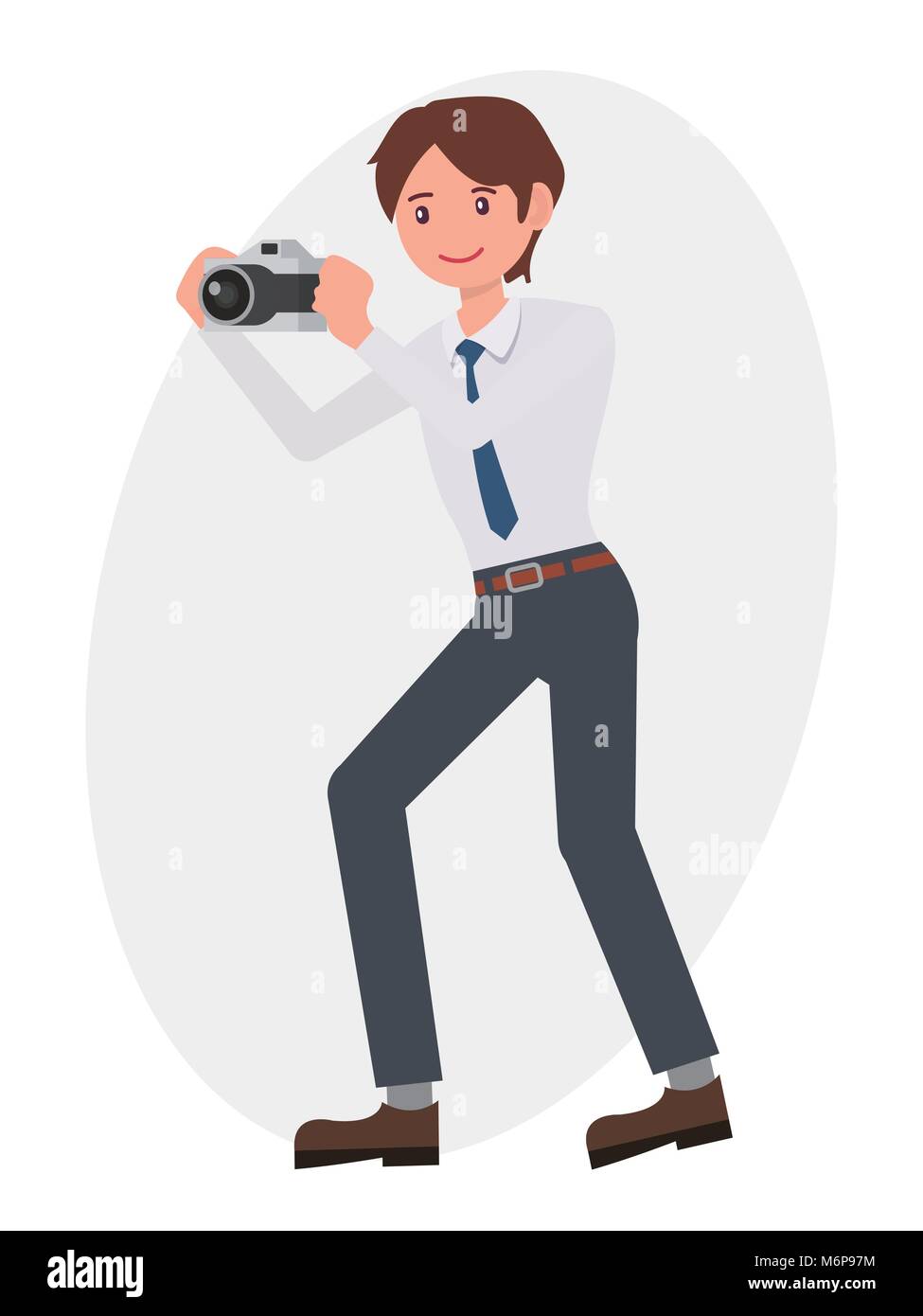 Cartoon character design male man take picture with camera Stock Vector ...