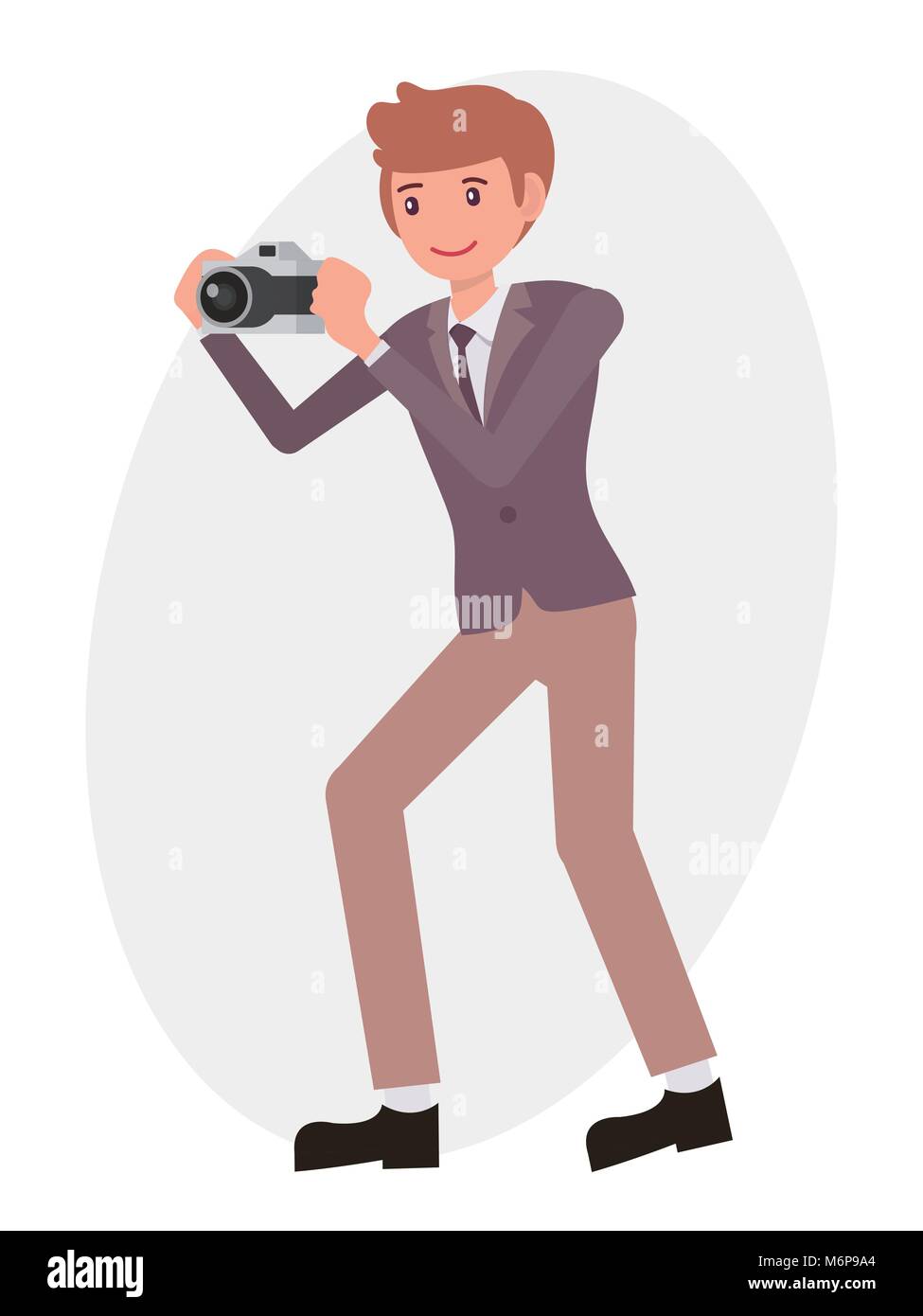 Cartoon character design male man take picture with camera Stock Vector ...