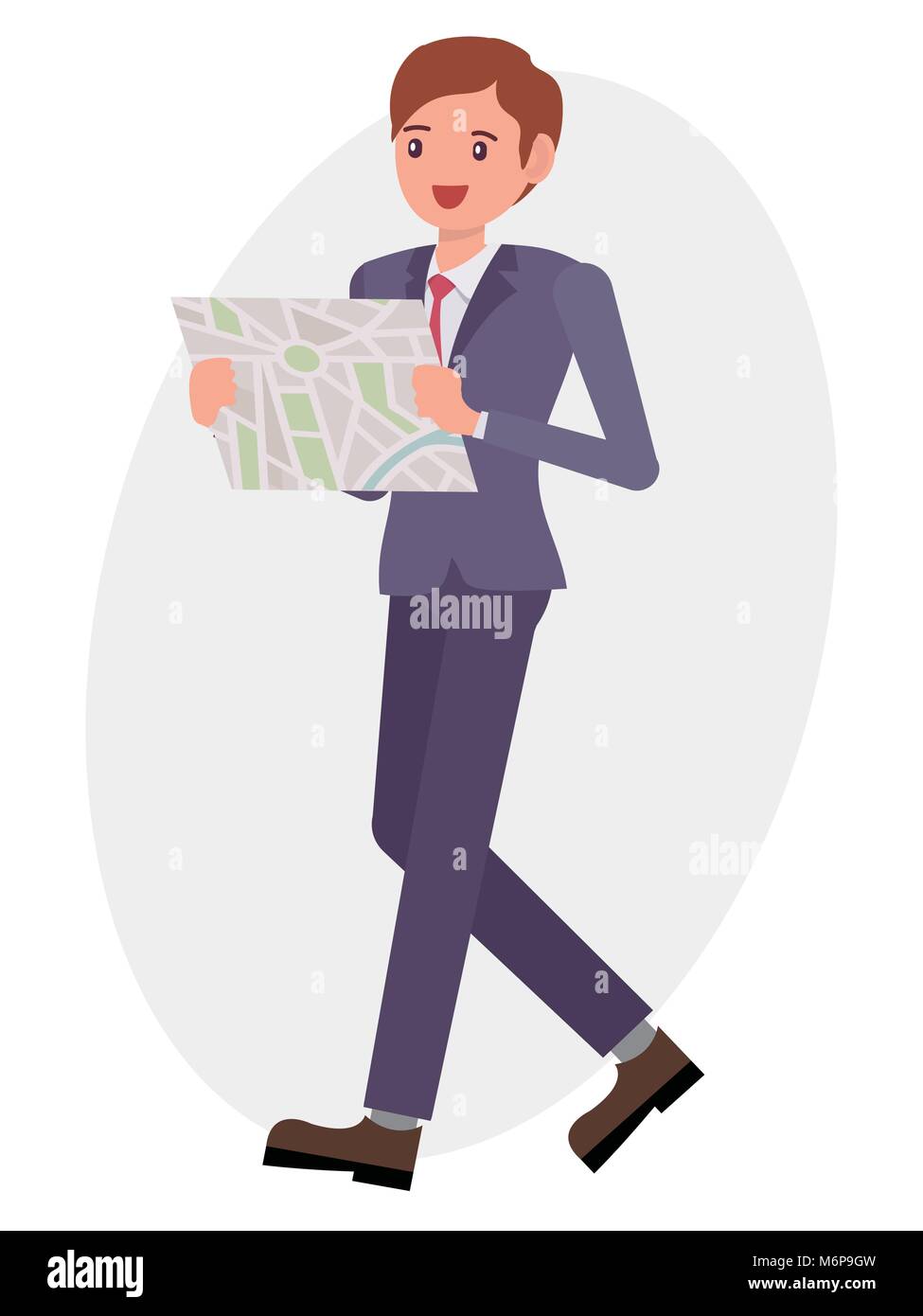 Cartoon character design male man watch map look for the way Stock ...