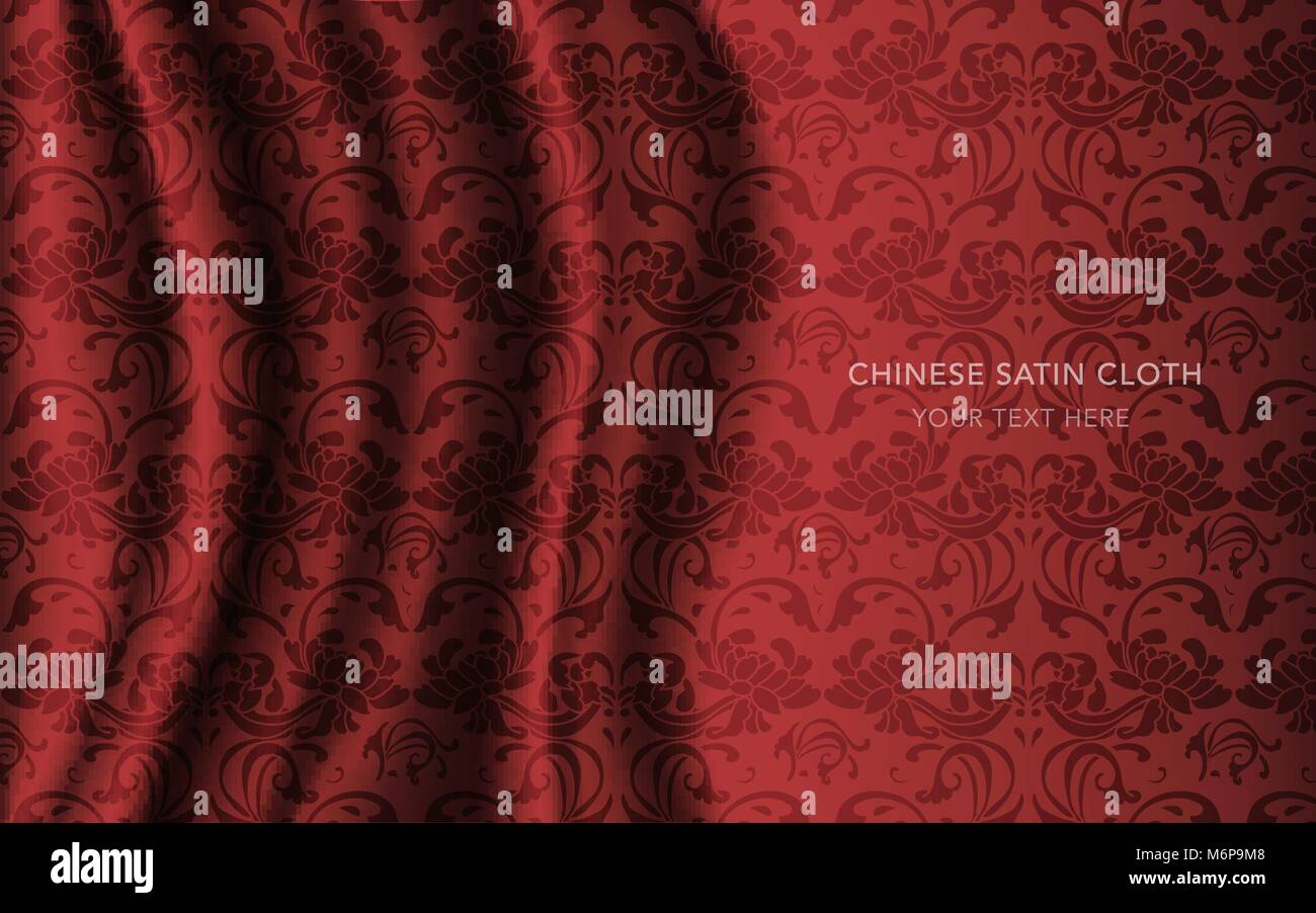 Traditional Red Chinese Silk Satin Fabric Cloth Background spiral curve ...