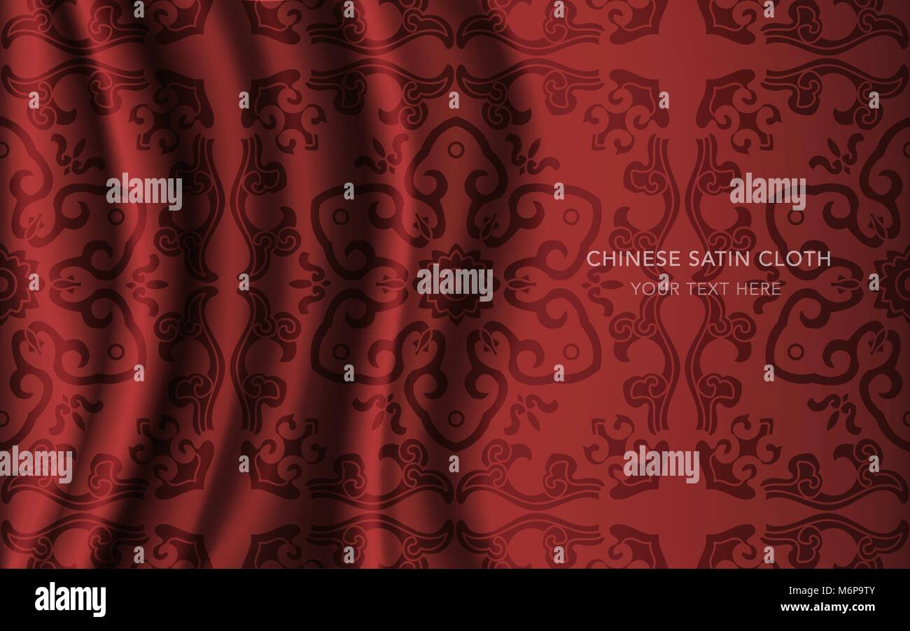 Traditional Red Chinese Silk Satin Fabric Cloth Background curve spiral ...