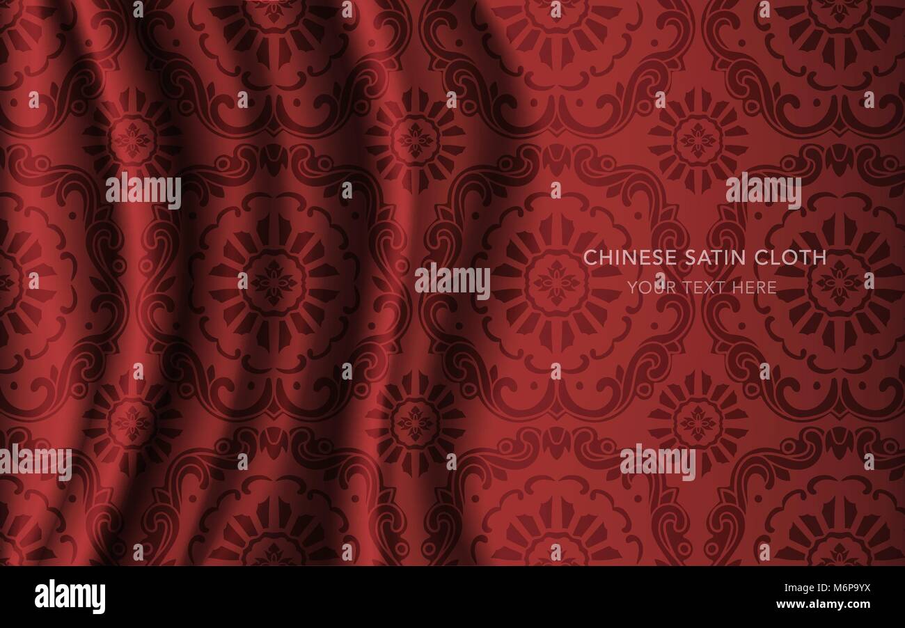 Traditional Red Chinese Silk Satin Fabric Cloth Background botanic ...