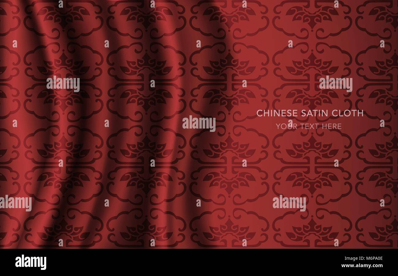 Traditional Red Chinese Silk Satin Fabric Cloth Background botanic ...