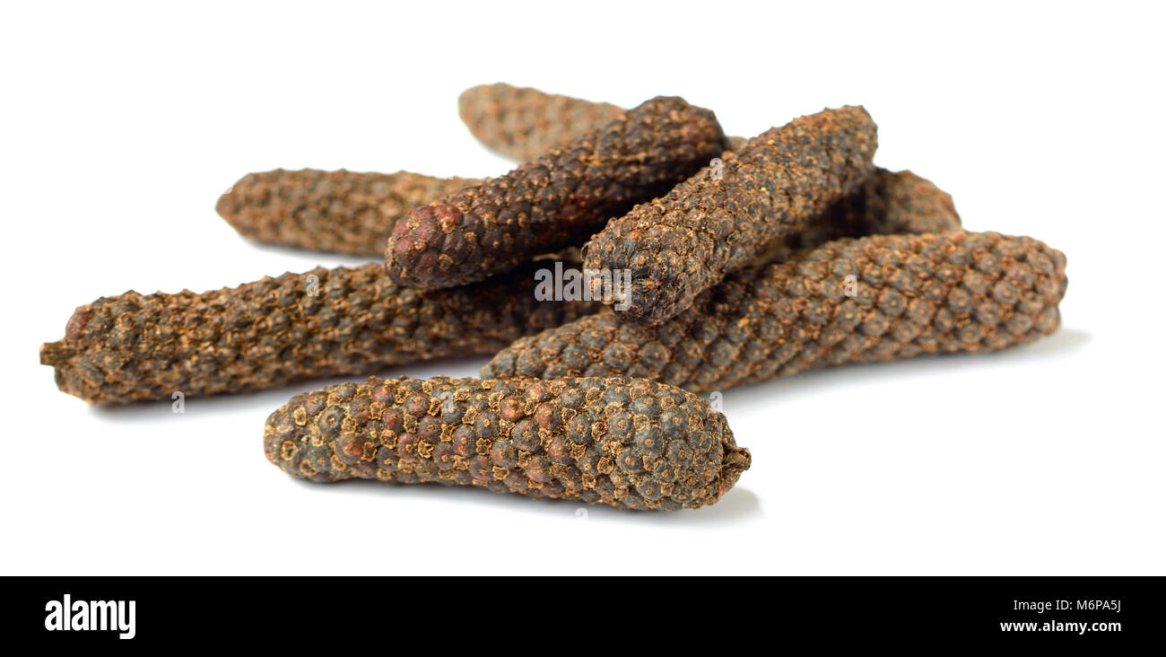 dried long pepper, piper longum isolated on white background Stock ...
