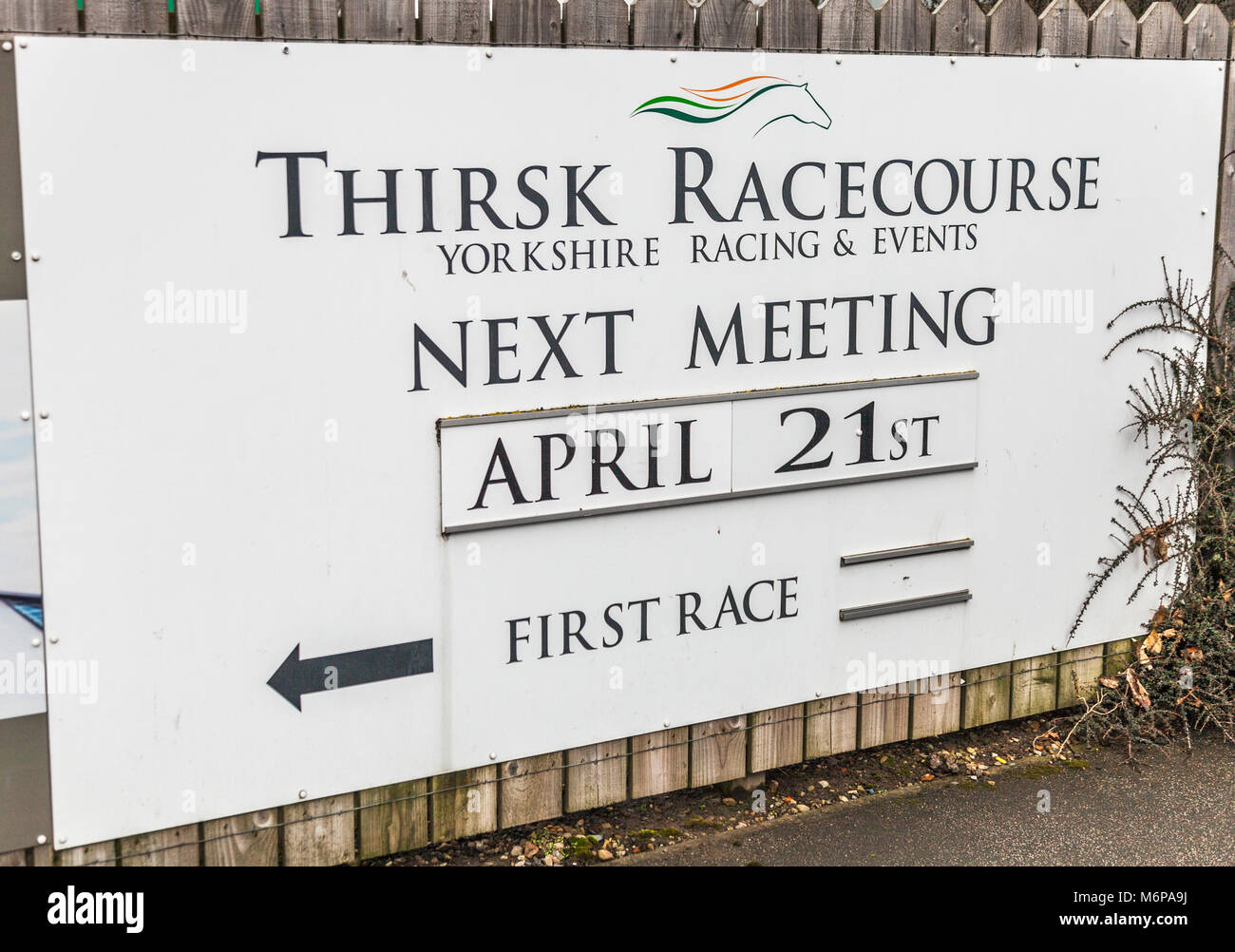 Signs for the racecourse at Thirsk,North Yorkshire,England,UK Stock ...