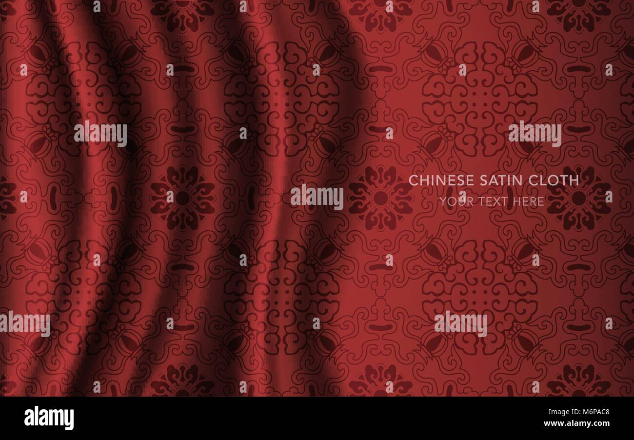 Traditional Red Chinese Silk Satin Fabric Cloth Background spiral curve ...