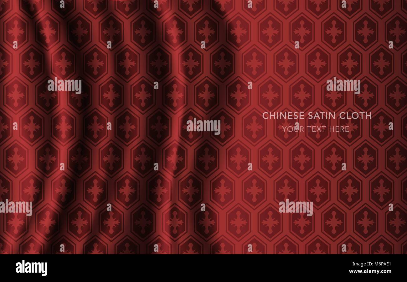 Traditional Red Chinese Silk Satin Fabric Cloth Background polygon ...