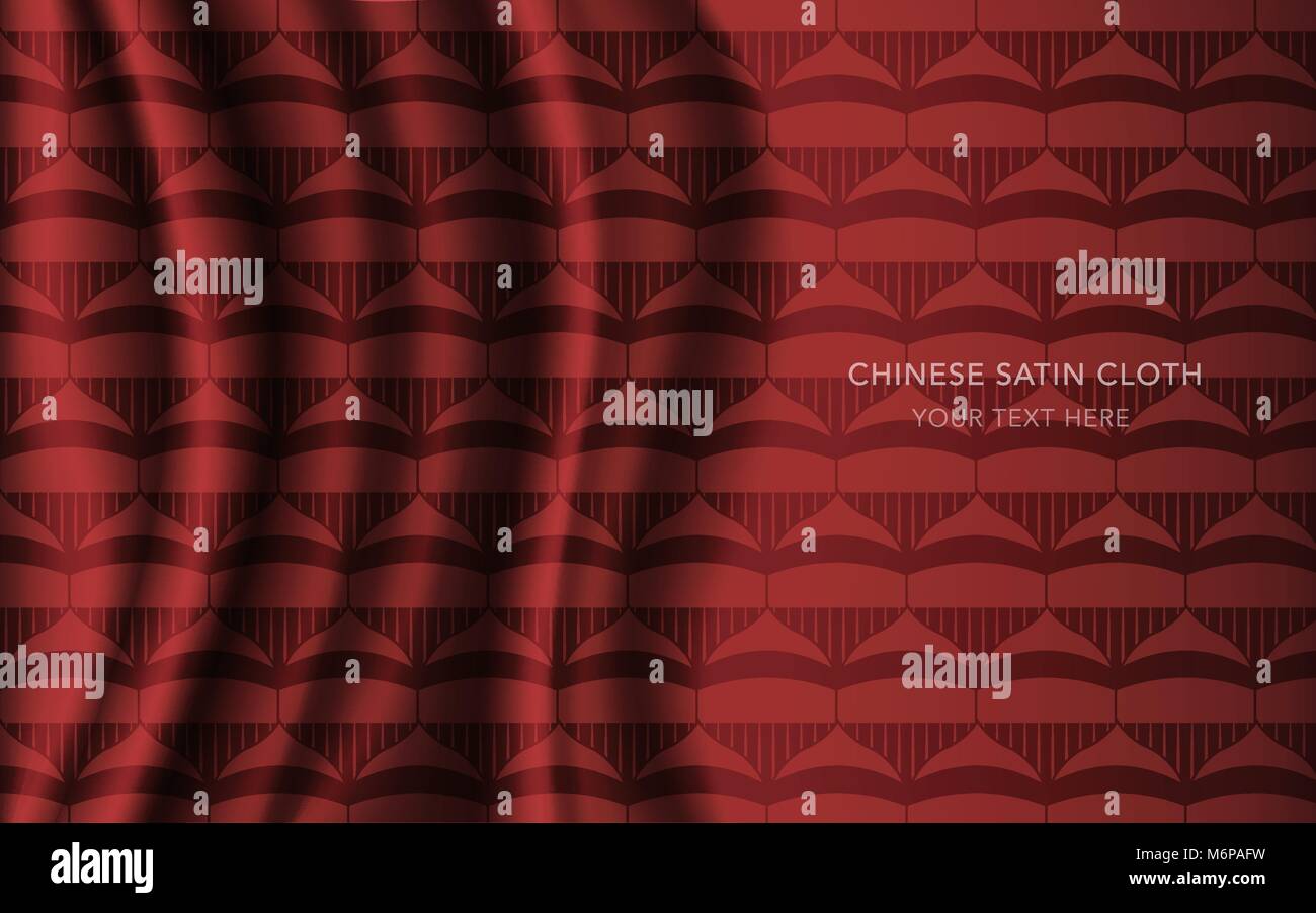 Traditional Red Chinese Silk Satin Fabric Cloth Background curve point ...