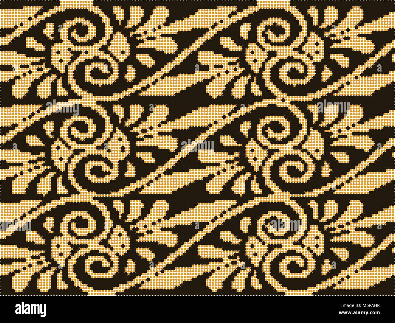 Halftone colorful seamless retro pattern aboriginal brown golden spiral ...
