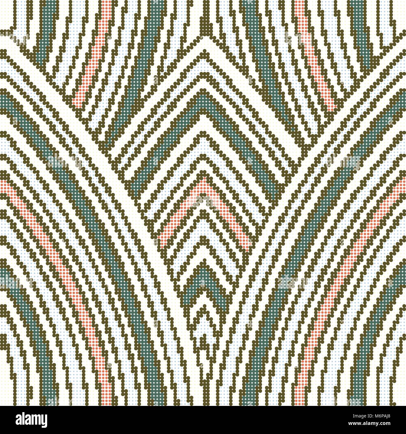 Halftone colorful seamless retro pattern curve repeat line scale leaf ...
