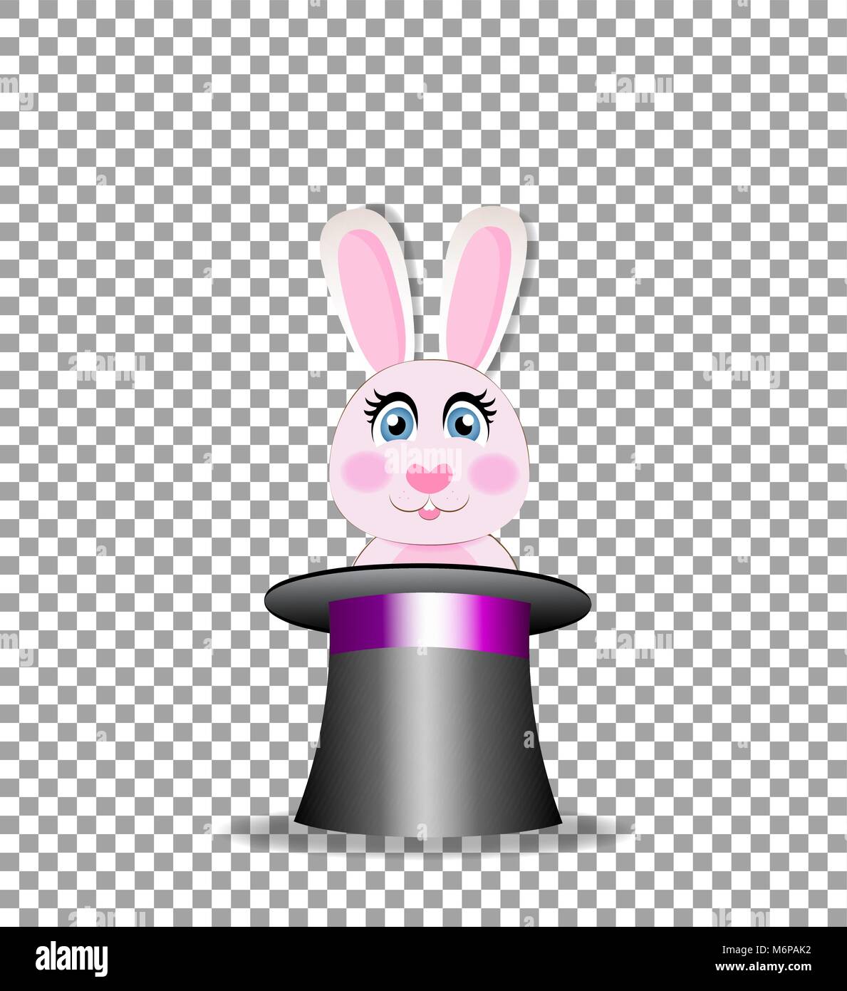 Bunny in magic hat isolated on transparent background. Cute rabbit ...