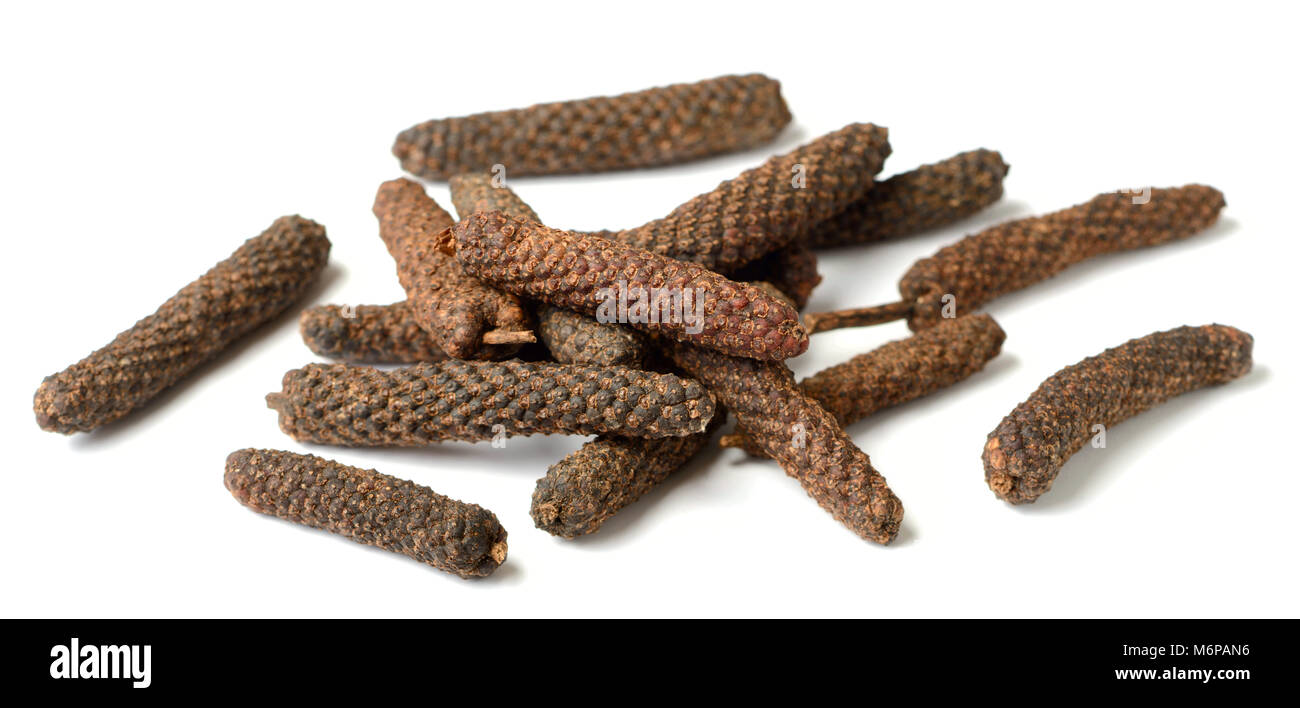 dried long pepper, piper longum isolated on white background Stock ...