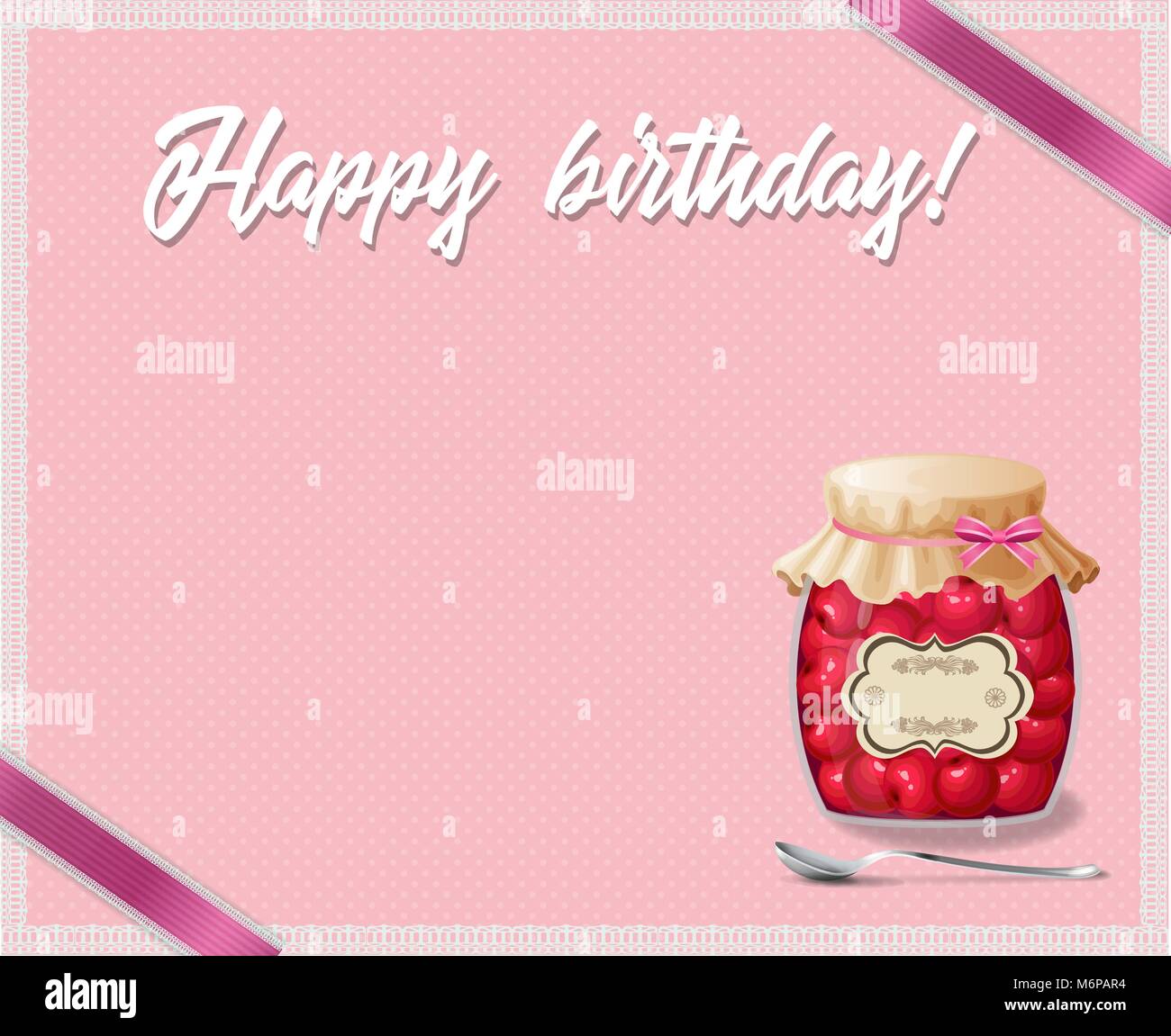 Rose and polka dots birthday framework with happy birthday title, pink ...