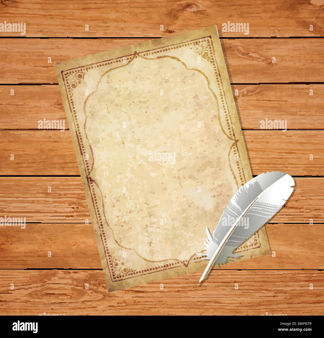 Vintage worn blank paper script framed with oriental ancient ornament ...