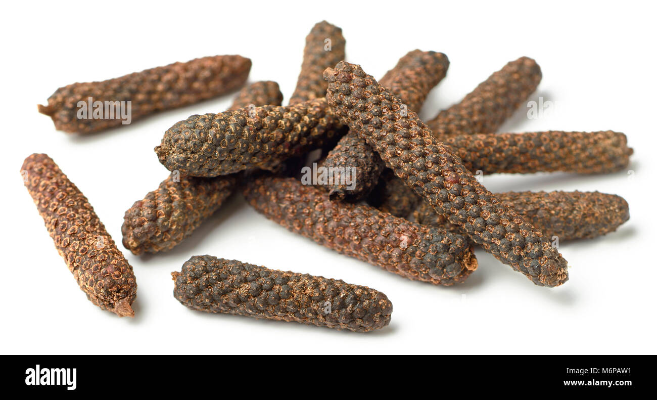 dried long pepper, piper longum isolated on white background Stock ...
