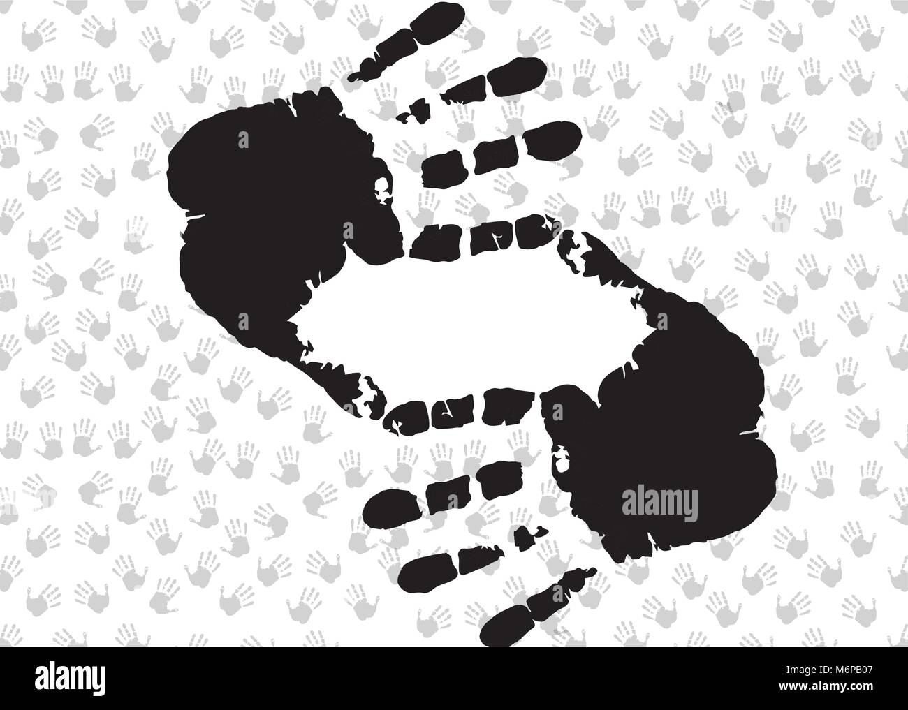 Frame with cropping symbol made of hands on background with human hand ...