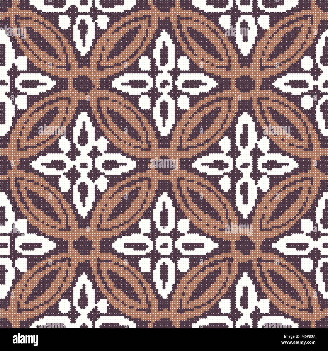 Halftone colorful seamless retro pattern round curve cross flower ...