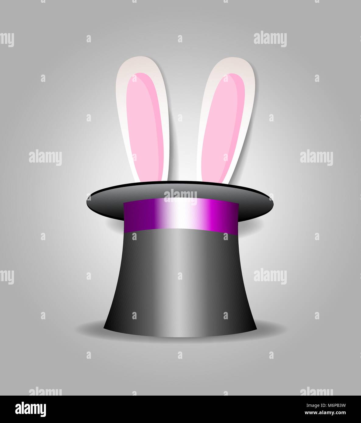 Bunny In Magic Hat Rabbits Ears Sticking Out Of A Magicians Cylinder