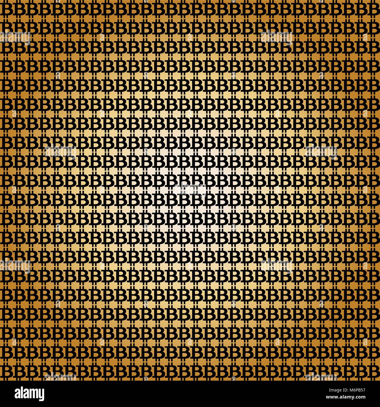 Seamless pattern with black bitcoin signs on golden radial gradient ...