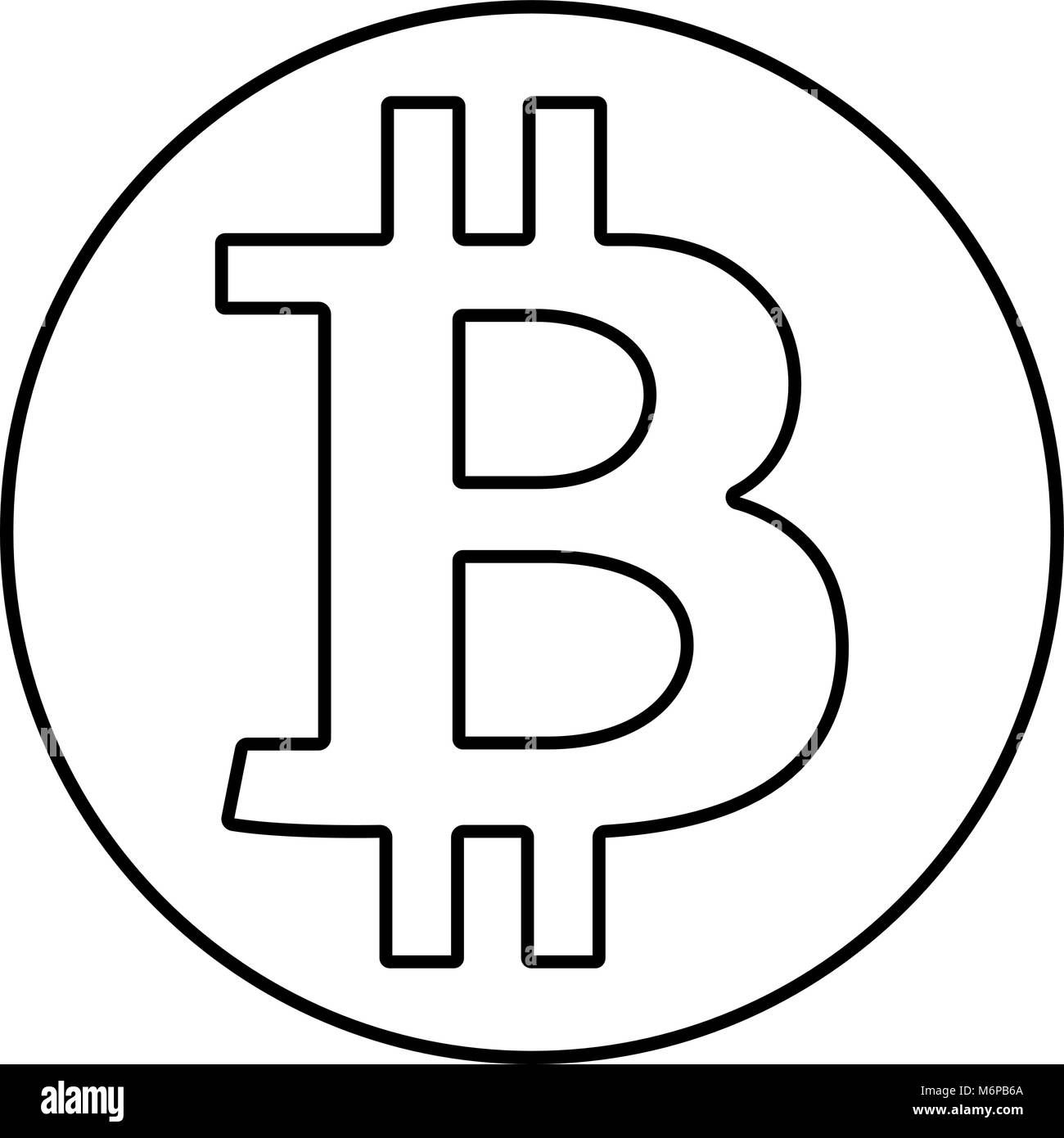 Black outline bitcoin sign isolated on white background. Vector ...