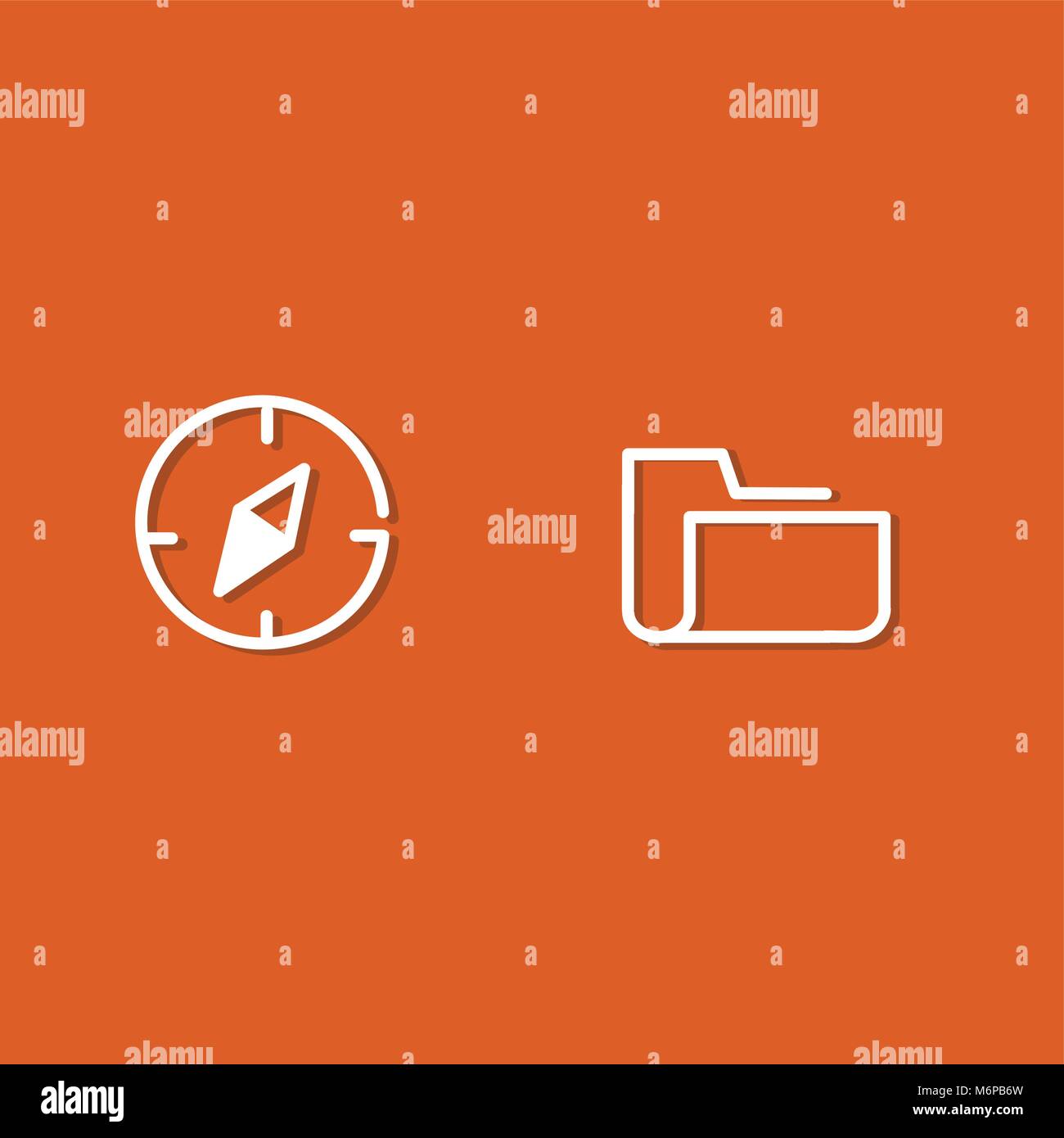 Flat icons of compass and folder. vector illustration, icons, symbols ...