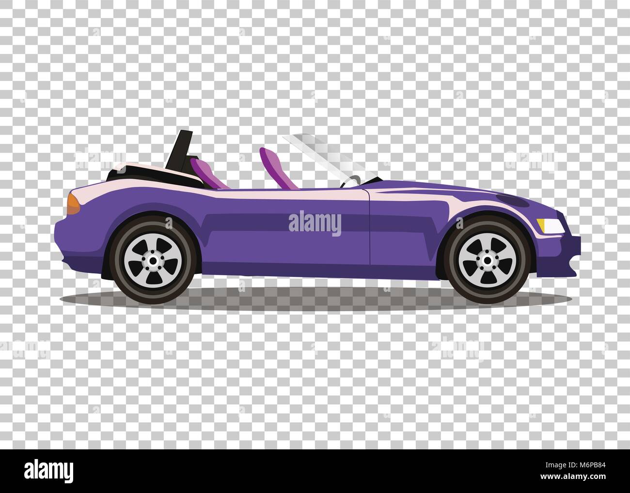Violet modern cartoon colored cabriolet car isolated on transparent ...