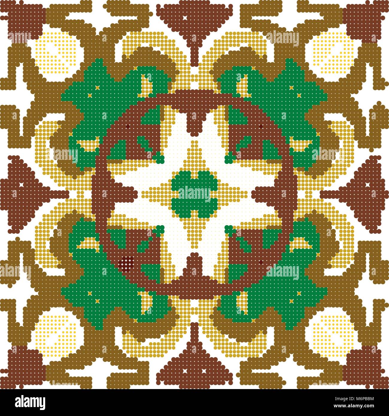 Halftone colorful seamless retro pattern green brown round curve kaleidoscope Stock Vector Image ...