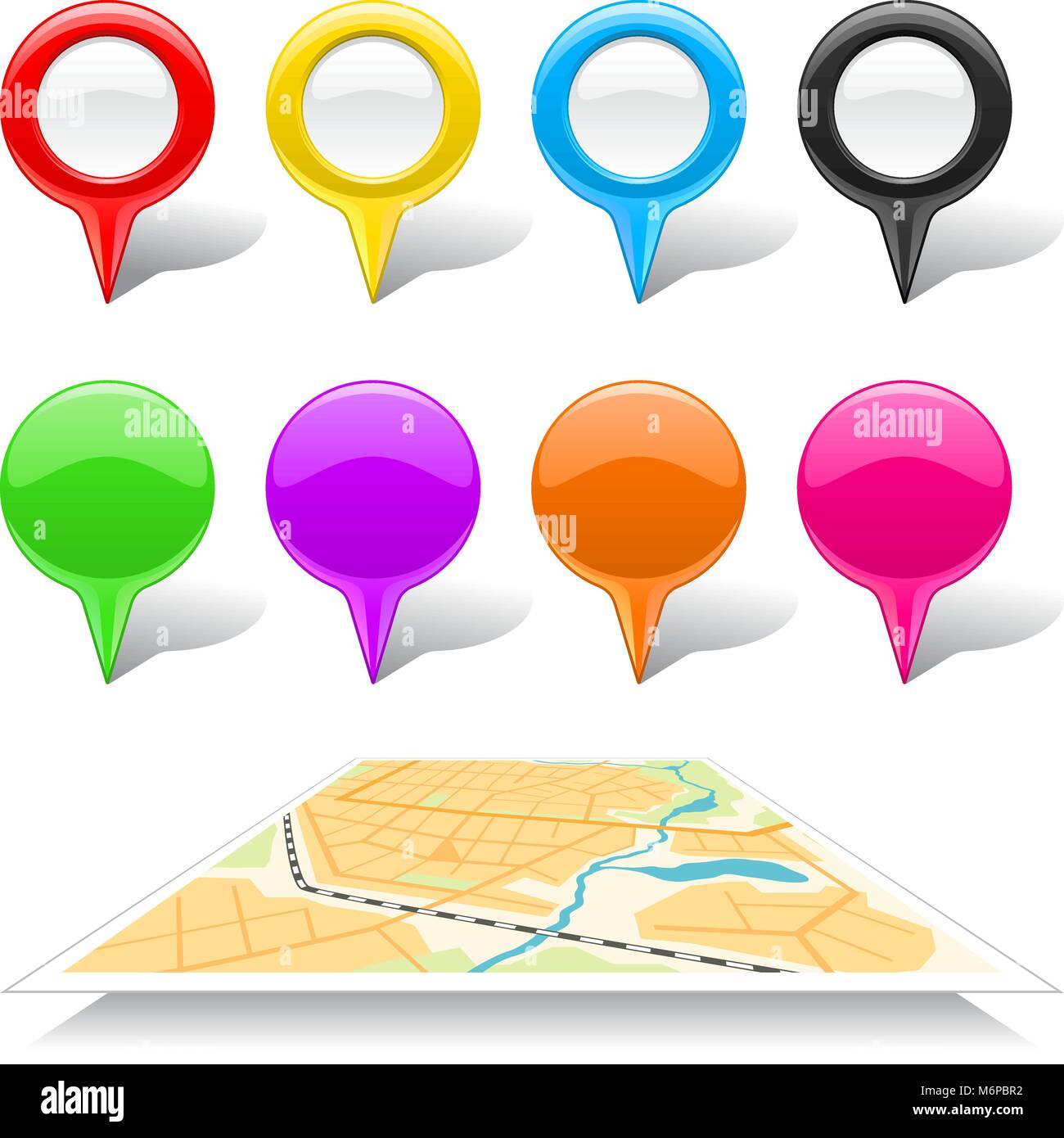 Set of map markers and abstract map Stock Vector Image & Art - Alamy