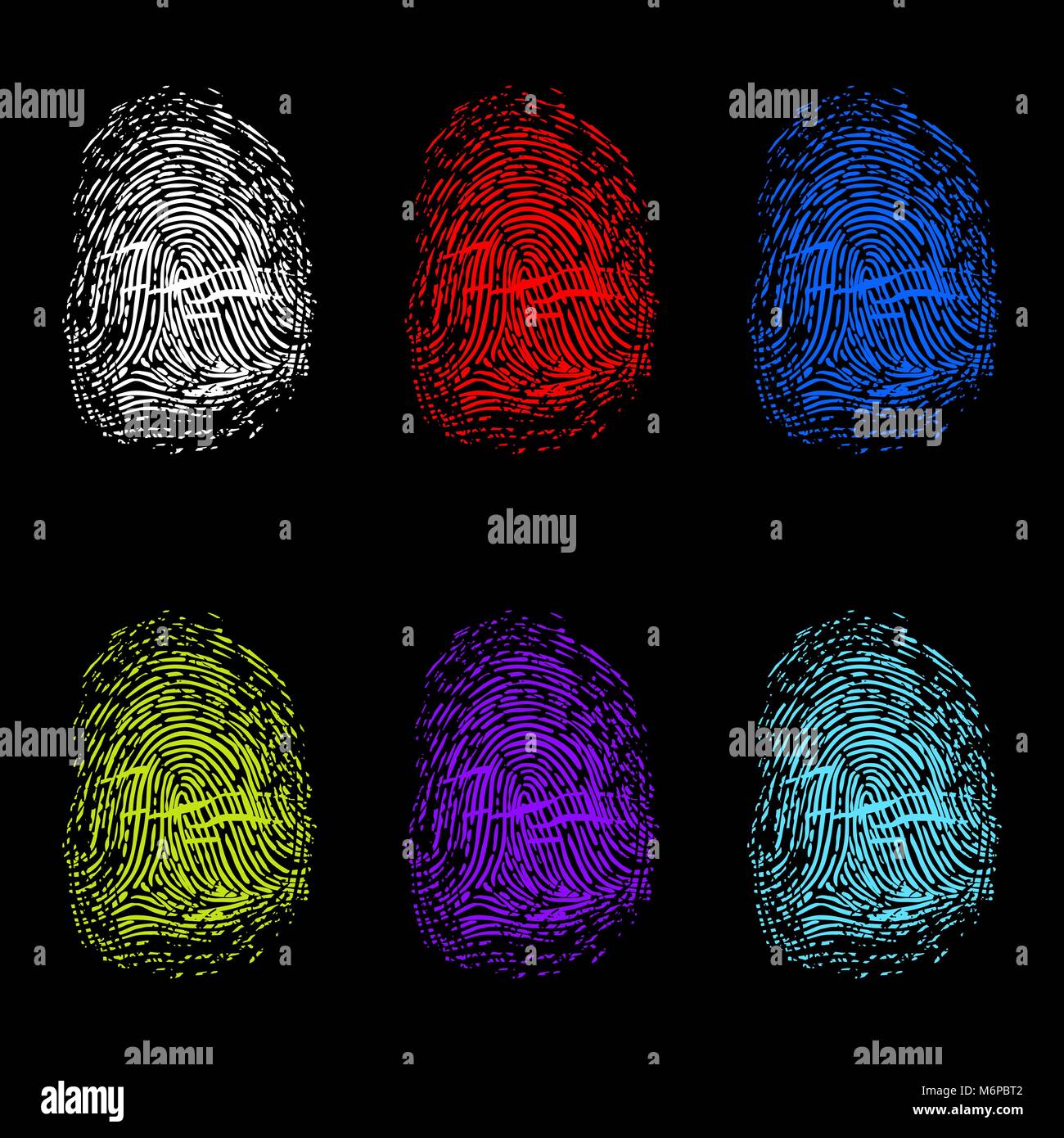 Set of color fingerprints on black background Stock Vector Image & Art ...