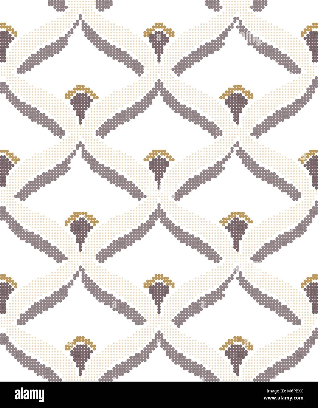 Halftone colorful seamless retro pattern scale geometry curve cross ...