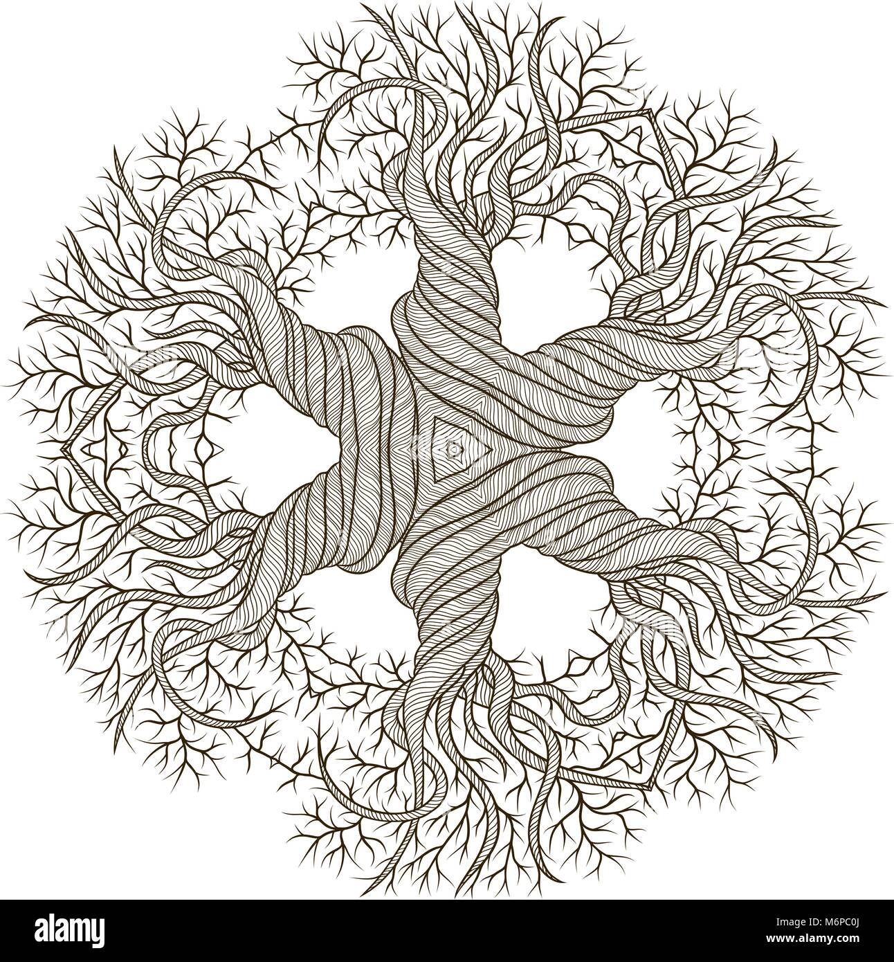 Circular ornament from abstract tree with curling barrel Stock Vector ...