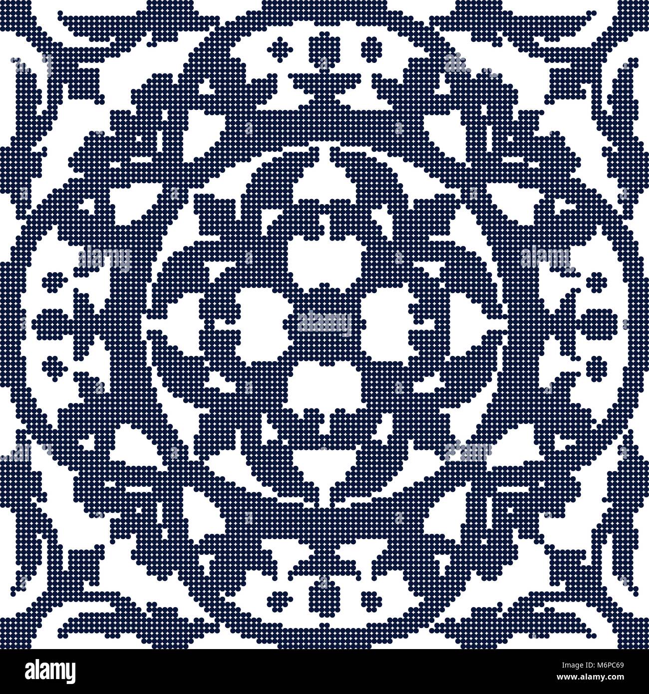 Halftone colorful seamless retro pattern round curve cross vine geometry kaleidoscope Stock ...