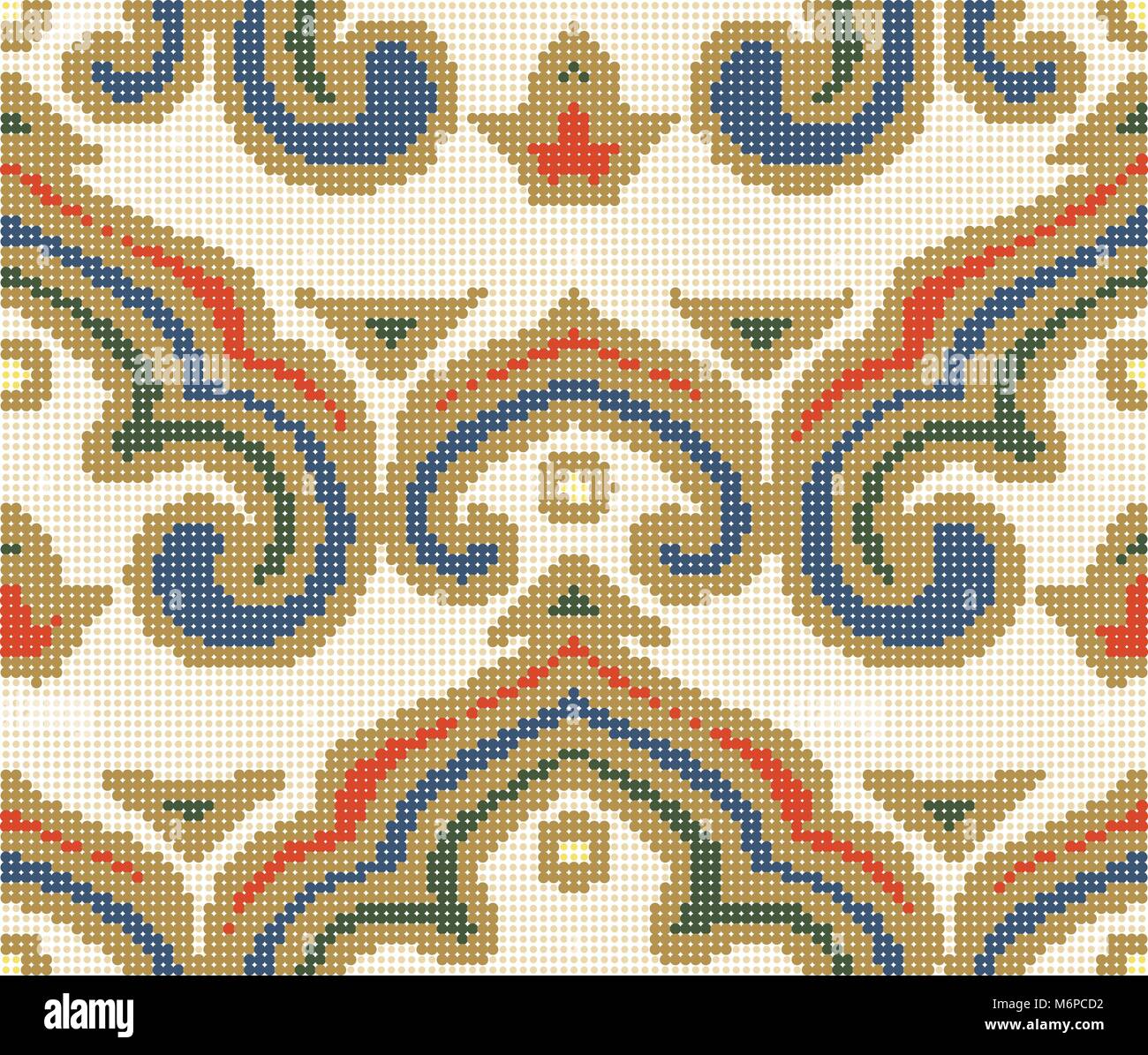 Halftone colorful seamless retro pattern Chinese curve spiral cross ...