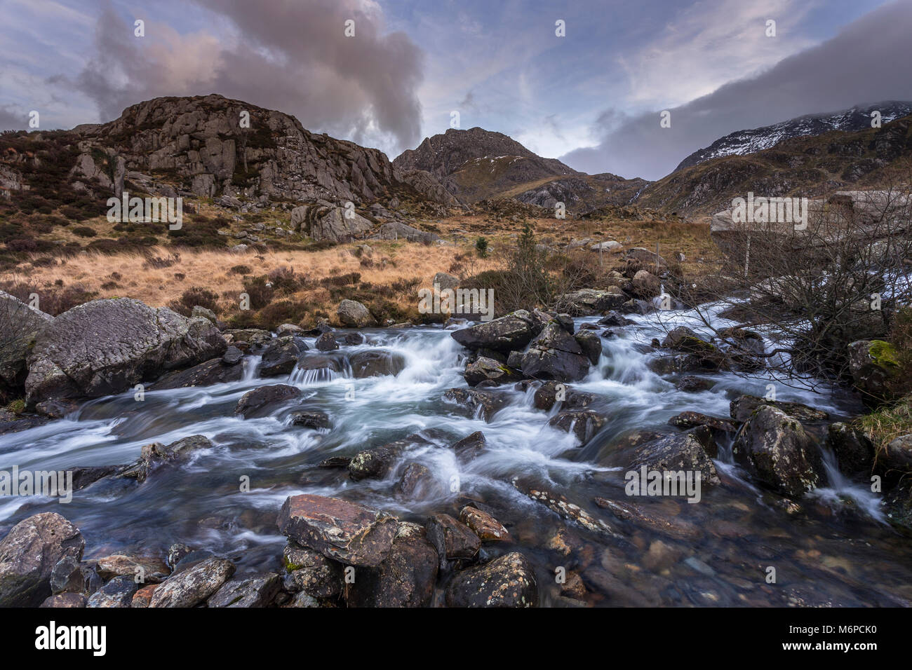 Mountains and rocky stream in Snowdonia, Wales Stock Photo - Alamy