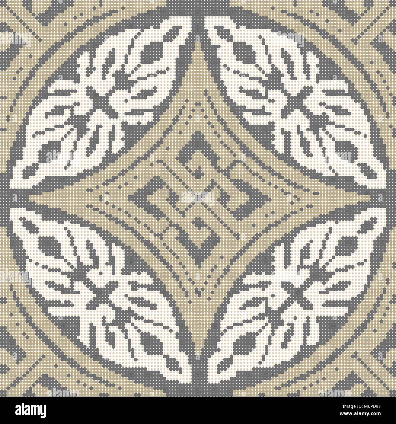 Halftone colorful seamless retro pattern round aboriginal cross ...