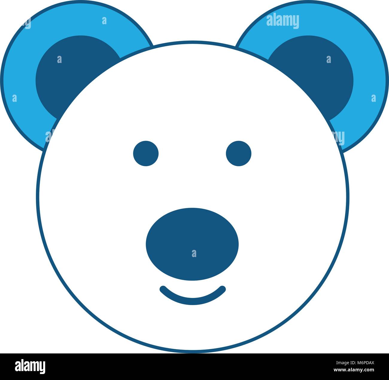 cute bear animal icon over white background, blue shading design ...
