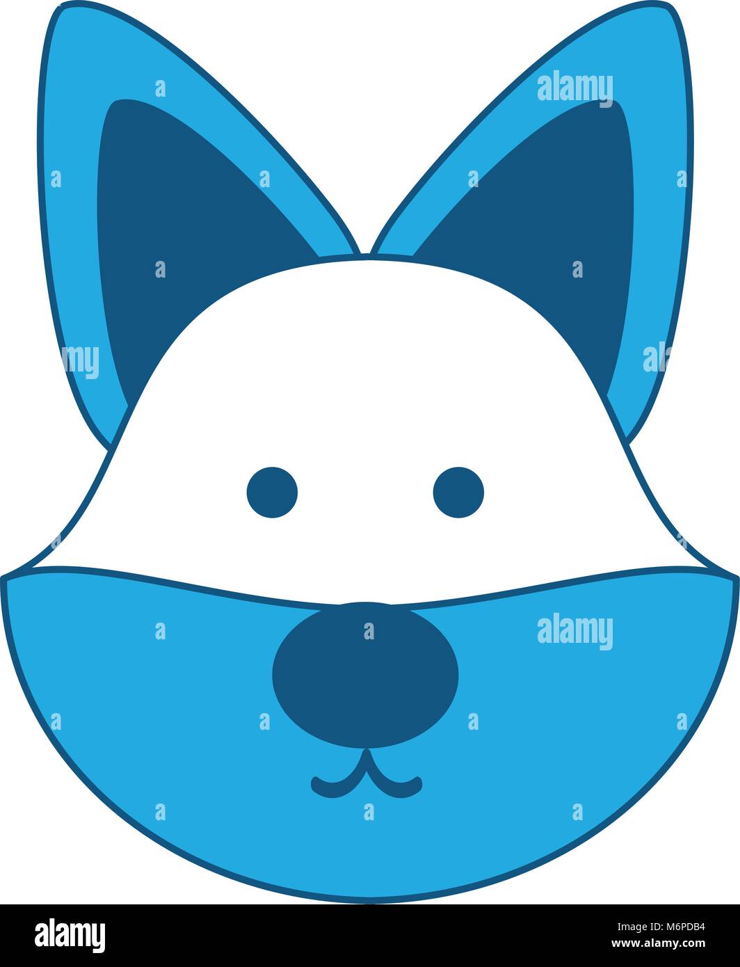 cute fox faceicon over white background, blue shading design. vector ...