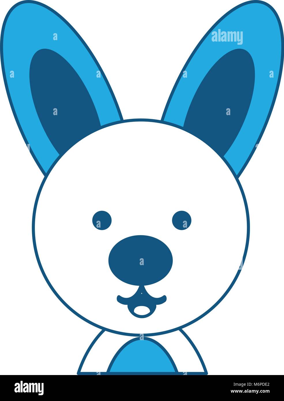 cute bunny icon over white background, blue shading design. vector ...
