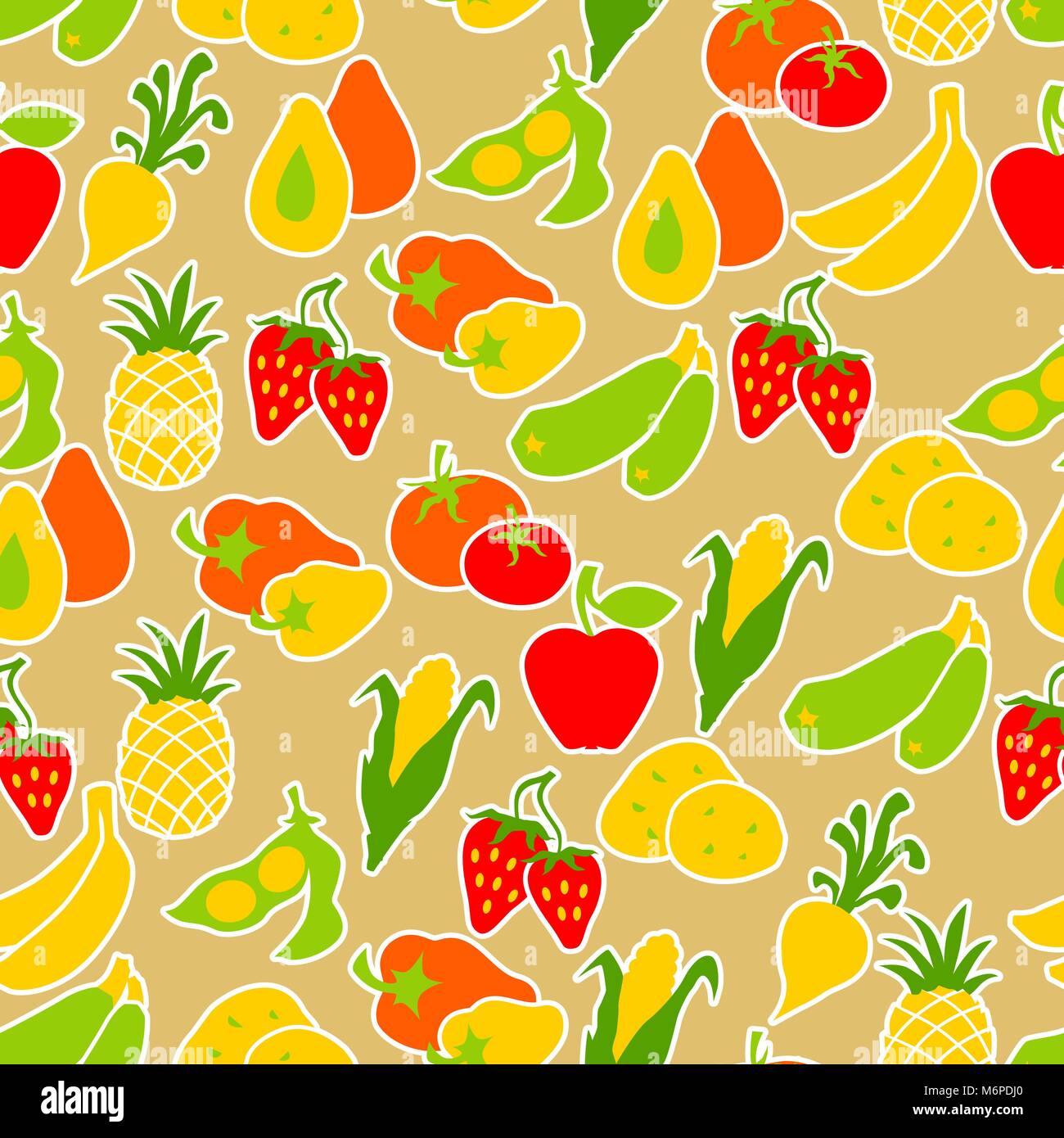Fruits and vegetables seamless pattern Stock Vector Image & Art - Alamy