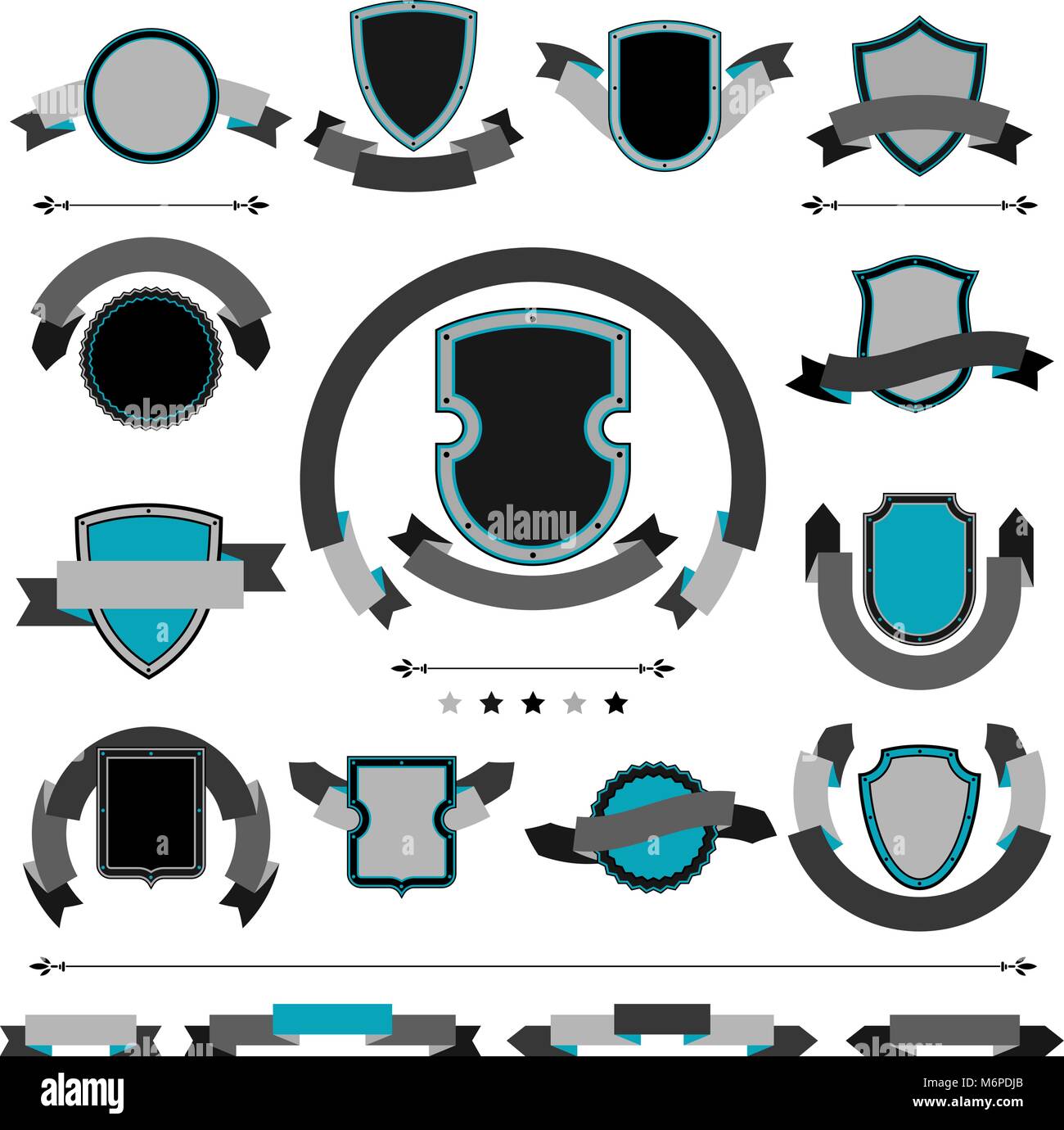 Vintage heraldry shields and ribbons retro style set Stock Vector Image ...