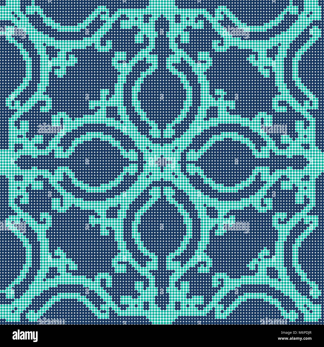 Halftone colorful seamless retro pattern spiral curve cross vine frame kaleidoscope Stock Vector ...