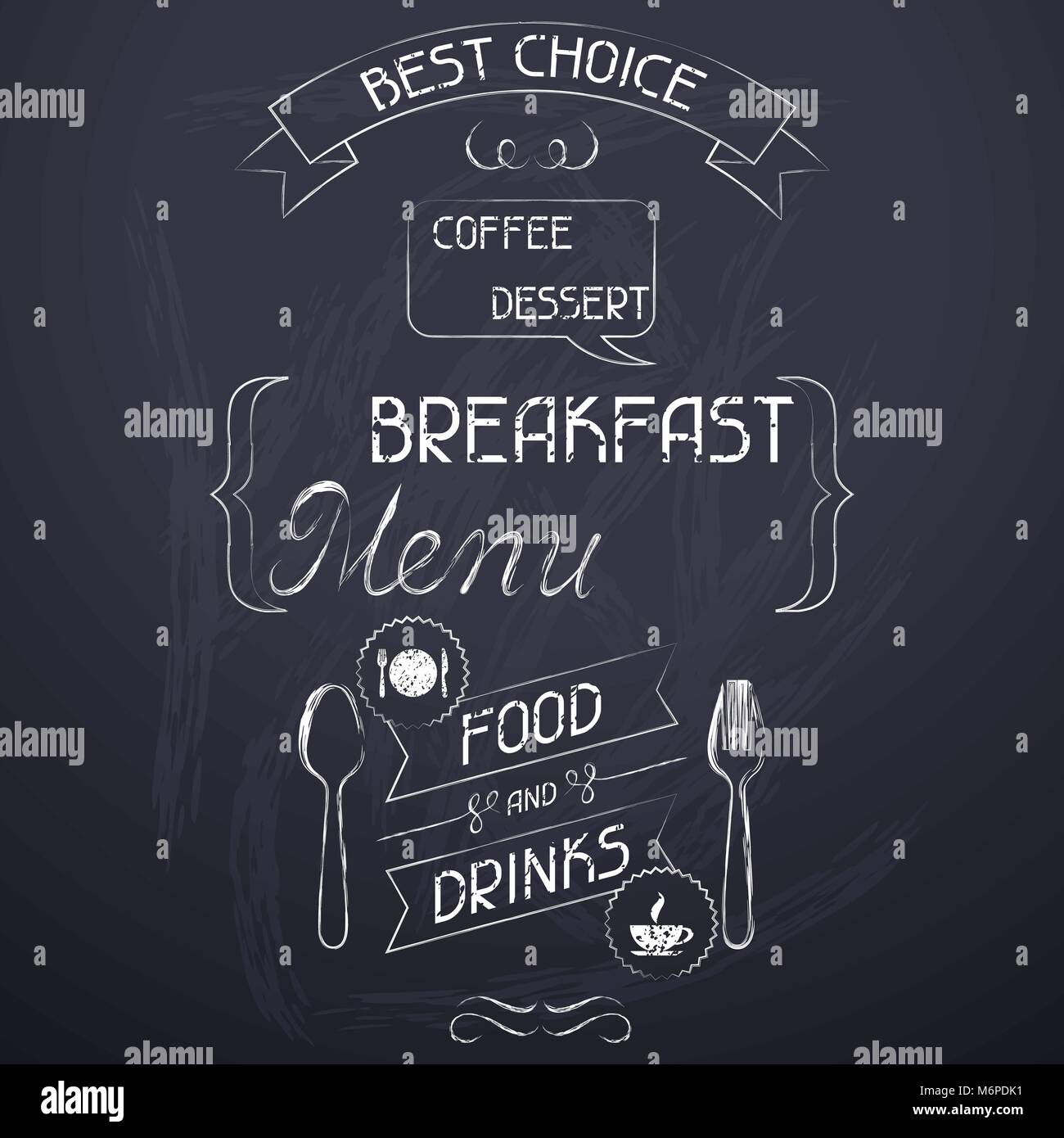 Breakfast on the restaurant menu chalkboard Stock Vector Image & Art ...